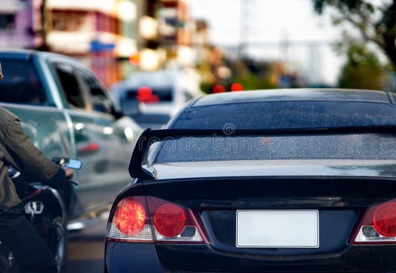 Mock Up Car Plate Number on Back of Car on Street View Stock Photo ...