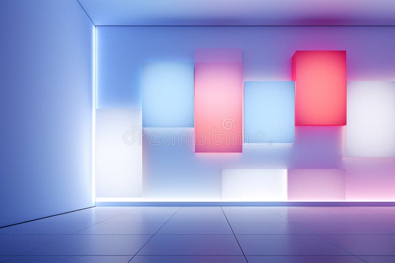 Mock Up with Colored Panels 3D, Lighting and Reflections, Shadows, for ...