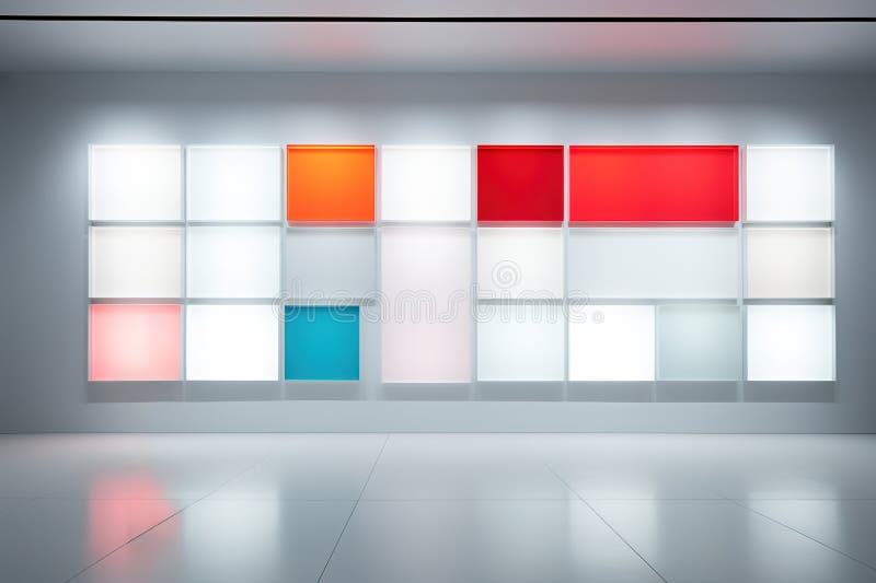 Mock Up with Colored Panels, Lighting and Reflections, Shadows, for an ...