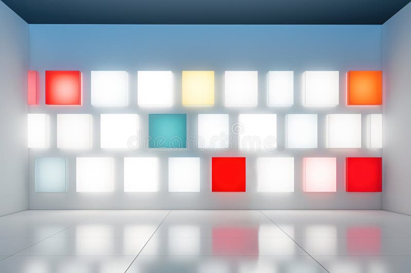 Mock Up with Colored Panels, Lighting and Reflections, Shadows, for an ...