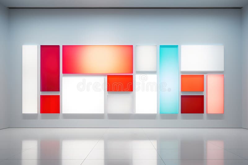 Mock Up with Colored Panels, Lighting and Reflections, Shadows, for an ...