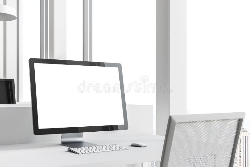 Mock Up Computer Screen in Office Stock Illustration - Illustration of ...