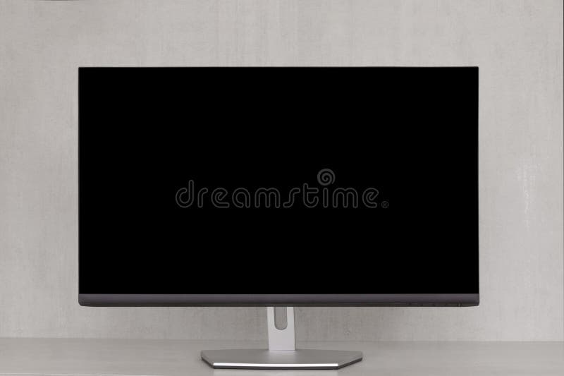 Mock Up 4K UHD Monitor or TV with Black Screen Isolated on Black ...