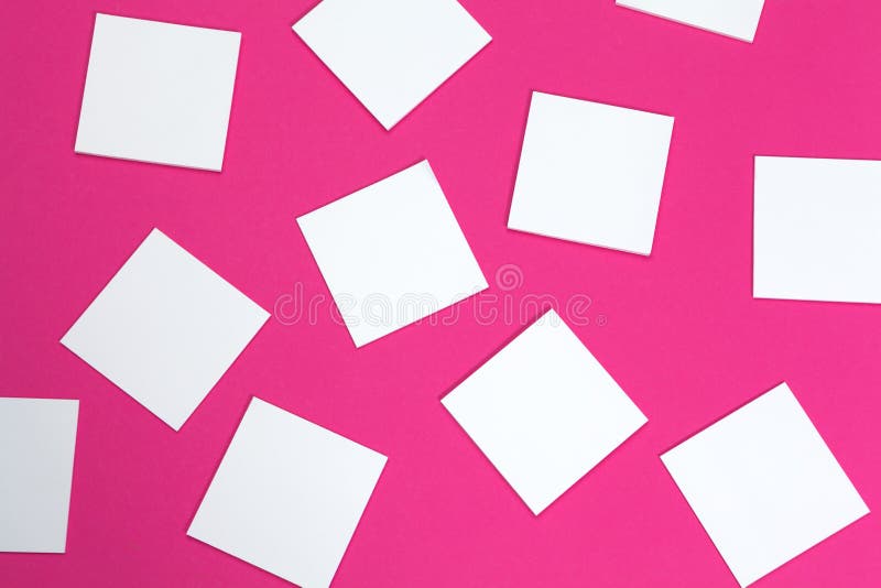 Mock Up Concept. Cards Papers on Pink Background Stock Image - Image of ...