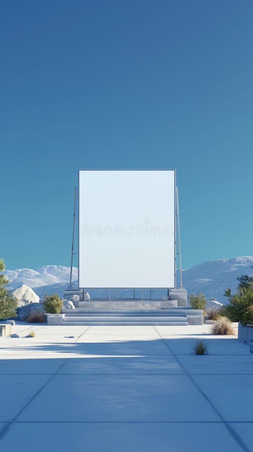 Mock Up or Copyspace Empty Advertising Screen with Mountain Backdrop ...