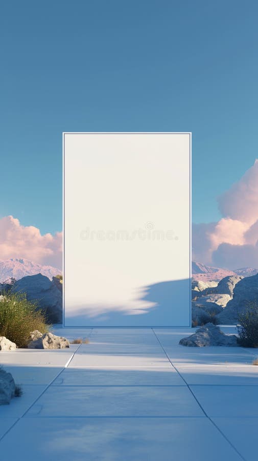 Mock Up or Copyspace Empty Advertising Screen with Mountain Backdrop ...