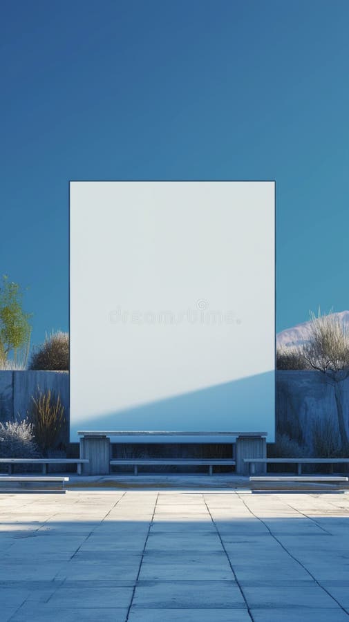 Mock Up or Copyspace Empty Advertising Screen with Mountain Backdrop ...