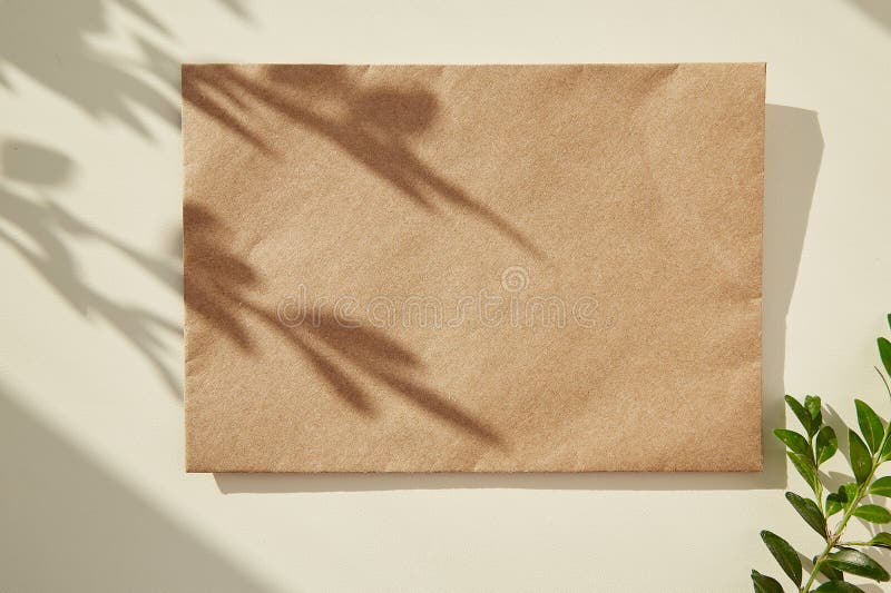 Mock Up of Craft Envelope Under Shadow. Copy Space Stock Photo - Image ...