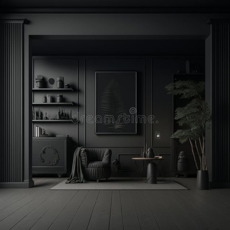 Mock Up of a Dark and Contemporary Home Interior Wall Background ...