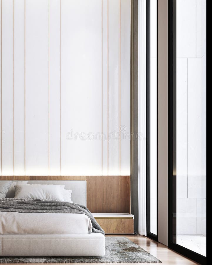 The Mock Up and Decoration of Bedroom and Empty White Wall Texture ...