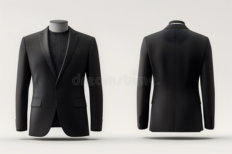 Mock Up Design of Front and Back View of a Black Business Suit with an ...