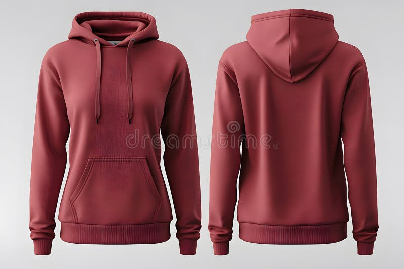 Mock Up Design of Front and Back View of a Red Blank Hoodie with an ...