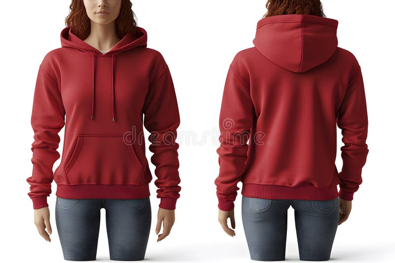 Mock Up Design of Front and Back View of a Red Blank Hoodie with an ...