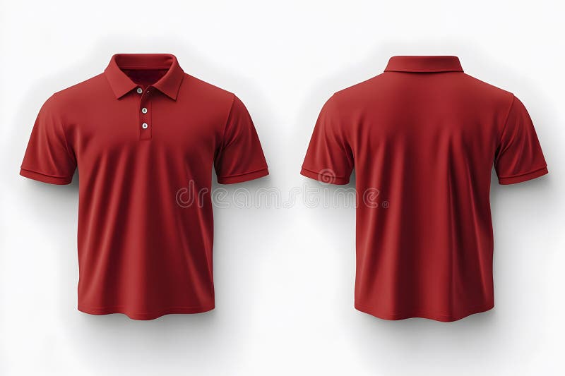 Mock Up Design of Front and Back View of a Red Blank Polo Shirt with an ...