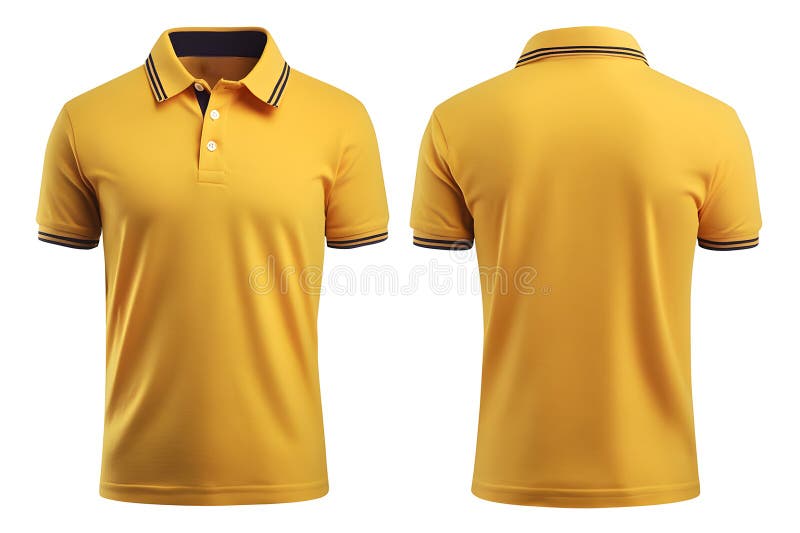 Mock Up Design of Front and Back View of a Yellow Blank Polo Shirt with ...