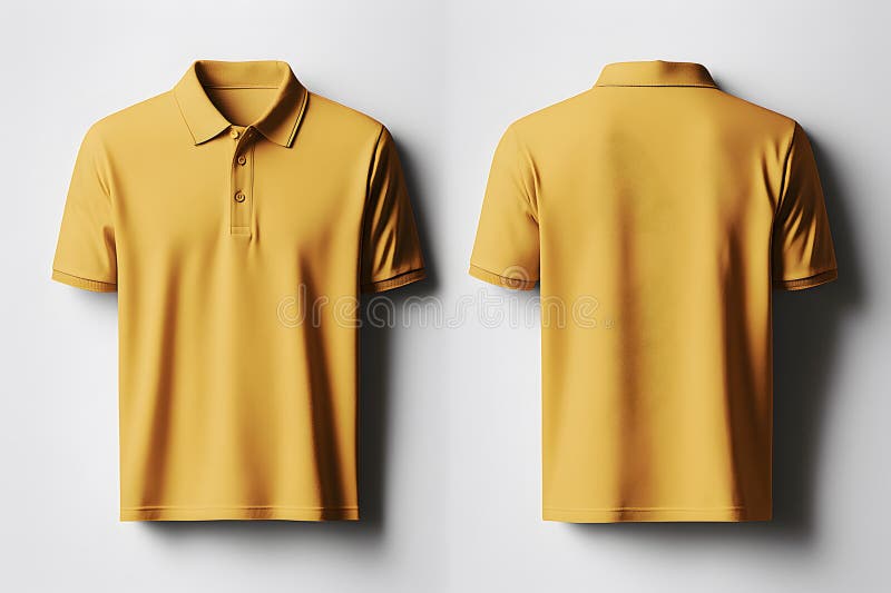 Mock Up Design of Front and Back View of a Yellow Blank Polo Shirt with ...