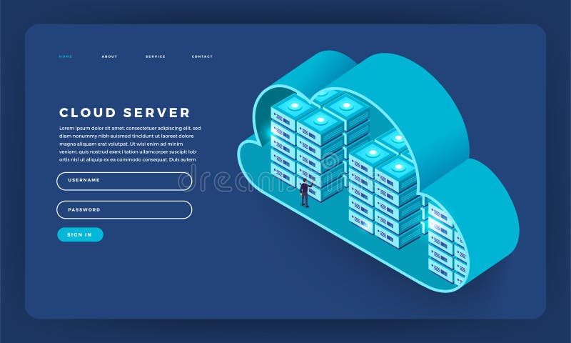 Mock-up Design Website Flat Design Concept Cloud Computing Technology Users Network ...
