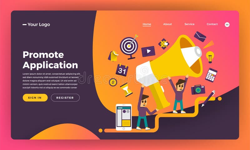 Mock-up Design Website Flat Design Concept Promote Application. Stock ... Mock-up Design Website Flat Design Concept Promote Application. Stock ...