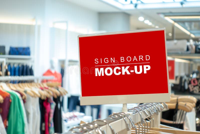 Mock Up Desktop Label on Counter in Shop Clothing Stock Image - Image ...