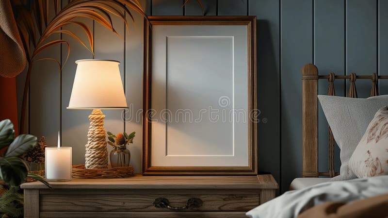 Empty Gallery Mockup, Bedroom Bedside Table, Generative AI Illustration ...