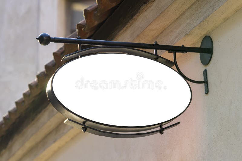 Mock Up. Empty Round Signboard on Old Building Wall Stock Image - Image ...
