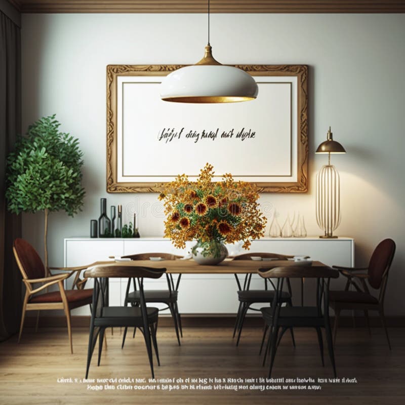 Mock Up Frame in Cozy Dining Room Interior Ai Generative Stock ...