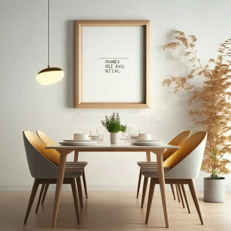 Mock Up Frame in Cozy Dining Room Interior Ai Generative Stock ...