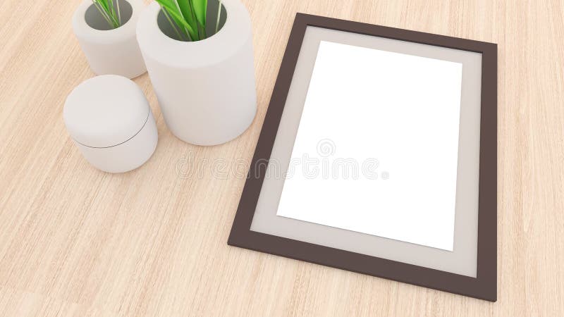 Mock Up Frame Em Madeira Table Mockup Poster Ou Picture. Ilustração ...