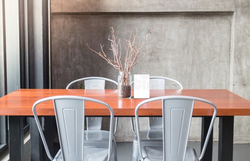Mock Up Frame on Table in Bar Restaurant Cafe Stock Image - Image of ...