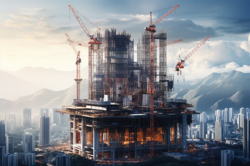 Mock Up High Building Under Construction, Civil and Engineer and ...