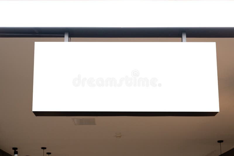 Mock Up. Horizontal White Empty Signage on Store Shop Front Inside ...