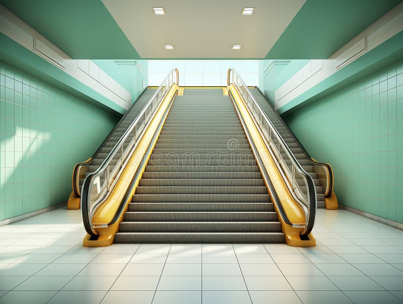 Mock-up of Impressive Subway Type Stairs, Front View from Afar, Space ...