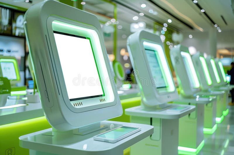 Mock Up Kiosk Machine with Blank Screen. Technology Machine for ...