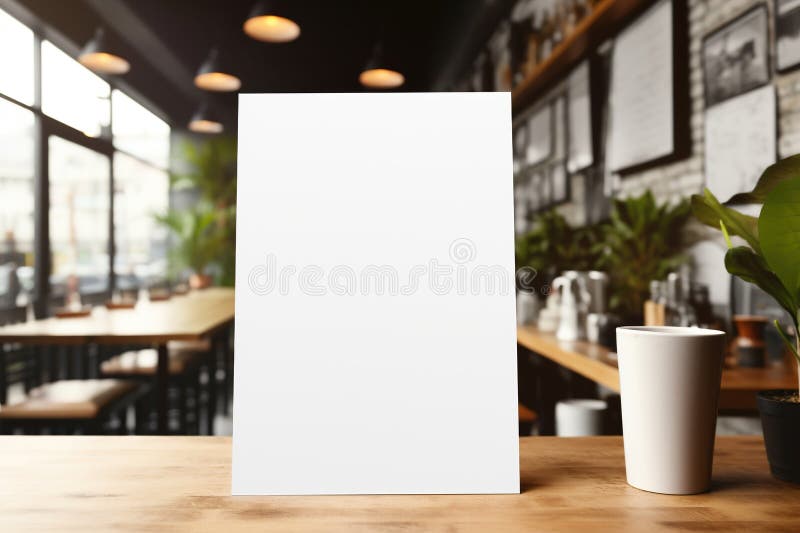 Mock Up Label ,blank Menu Frame in Bar Restaurant on Wooden Table ...