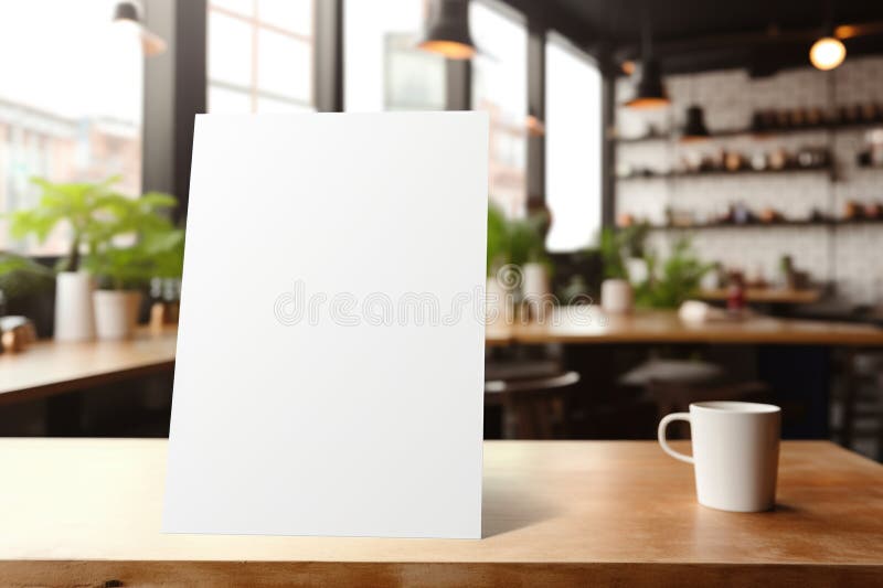 Mock Up Label ,blank Menu Frame in Bar Restaurant on Wooden Table ...