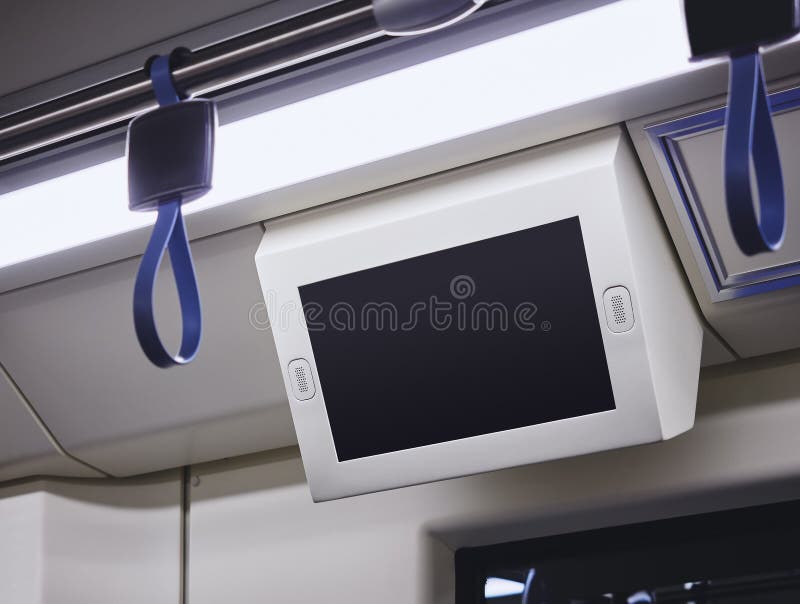 Mock Up Lcd Screen Blank Digital Frame Display in Subway Train Stock ...