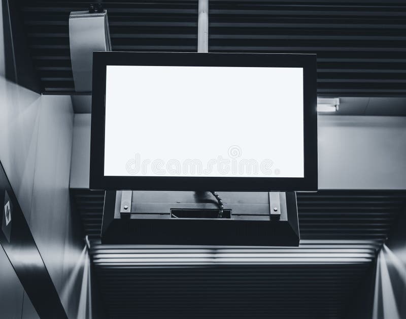 Mock Up LCD Screen Display Blank Digital TV Indoor Public Building ...