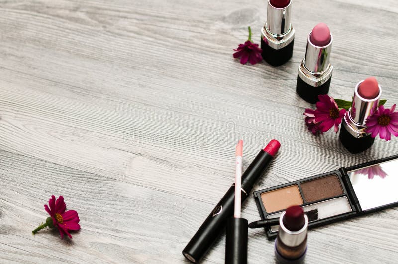 Mock-up with Makeup Cosmetic Set Stock Photo - Image of personal ...