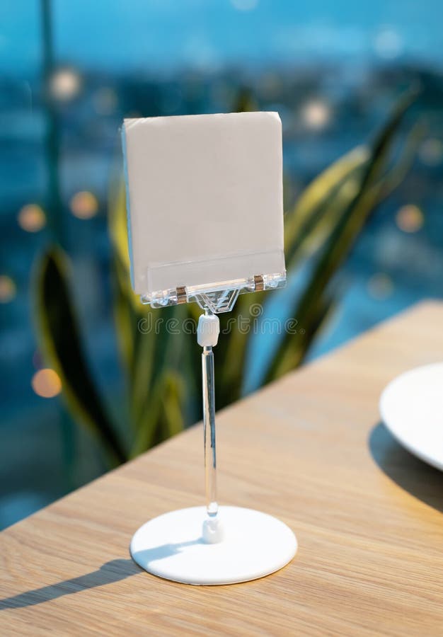 Mock Up Menu Frame, Standing Menu, on Bar Restaurant`s Wood Table. with ...