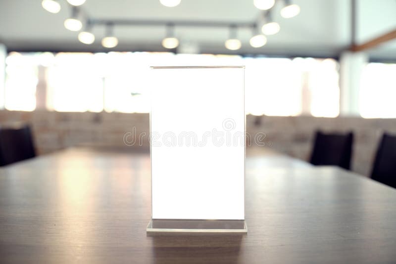 Mock Up Menu Frame Standing on Wood Table in Bar Restaurant Cafe Stock ...