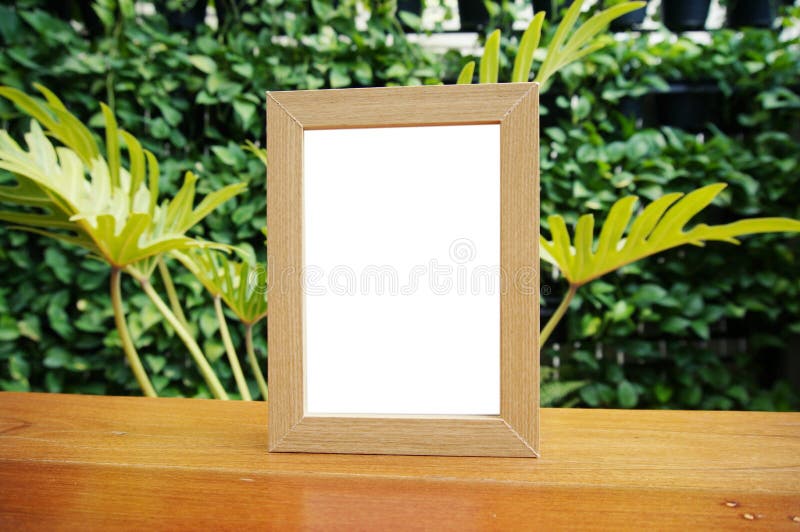 Mock Up Menu Frame Standing on Wood Table in Bar Restaurant Cafe Stock ...