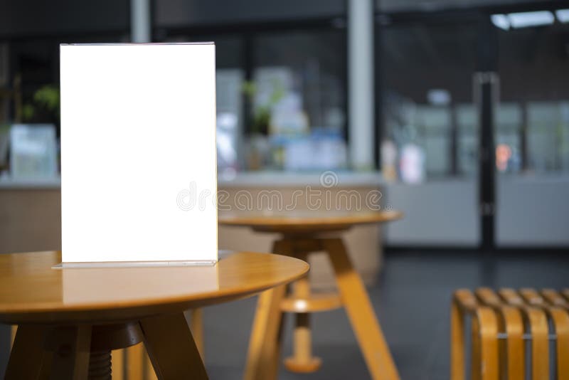 Mock Up Menu Frame on Table in Bar Restaurant Cafe Stock Image - Image ...