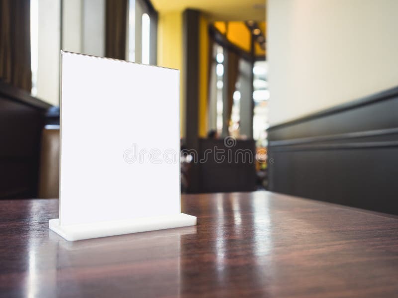 Mock Up Menu Frame on Table Bar Restaurant Cafe Interior Stock Image ...