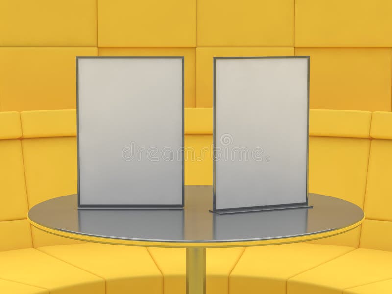 Mock Up Menu Frame on Table. 3D Stock Illustration - Illustration of ...