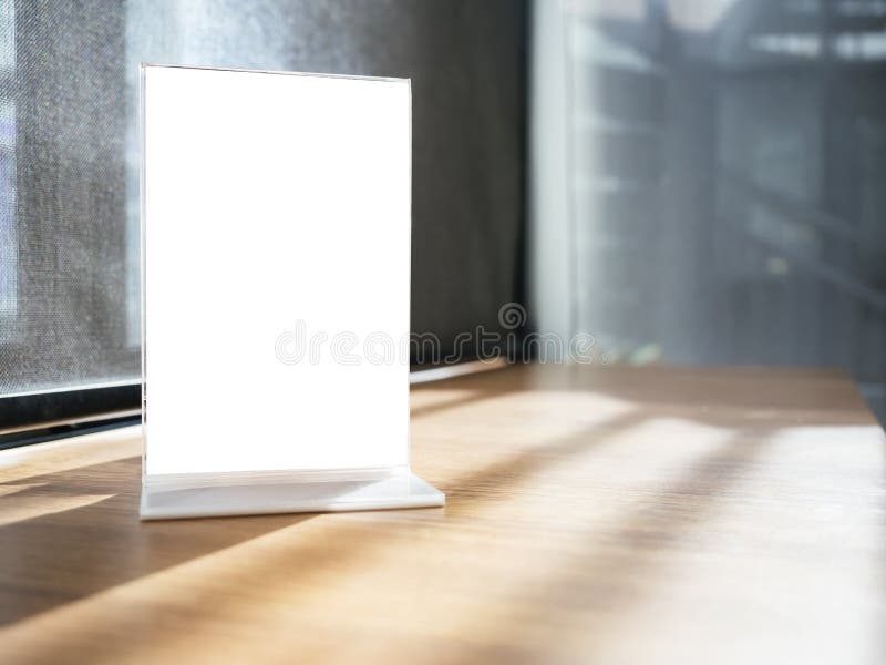 Mock Up Menu Frame on Table in Restaurant Cafe Shop Stock Photo - Image ...