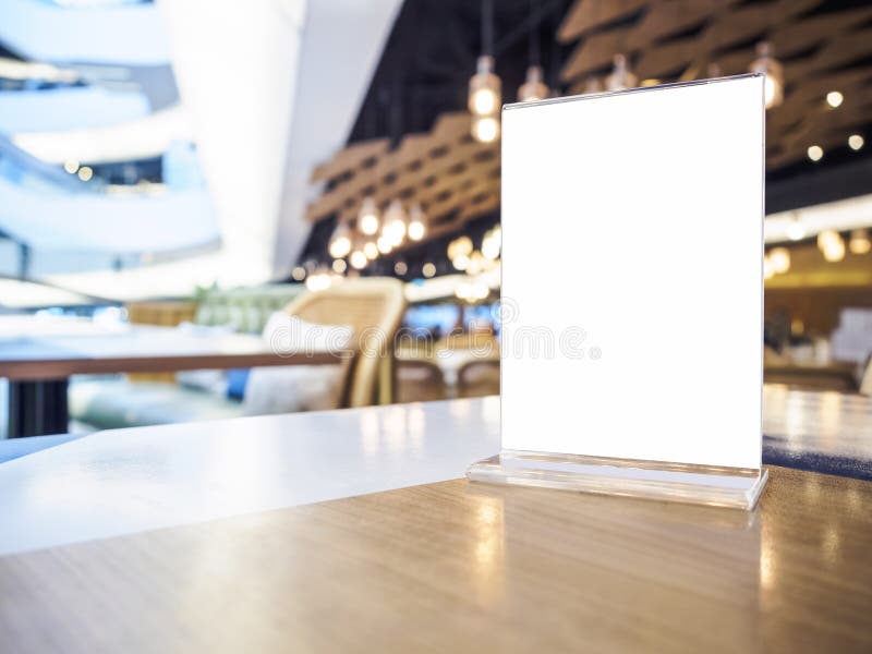 Mock Up Menu on Table Bar Restaurant Cafe Interior Stock Photo - Image ...