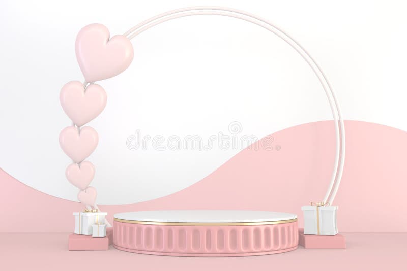 Mock Up Minimal Pink Pedestal Design for Product Show, 3D Rendering ...