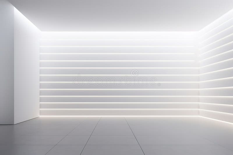Mock Up with Minimalist White Panels, Play of Lights, Hidden Lighting ...
