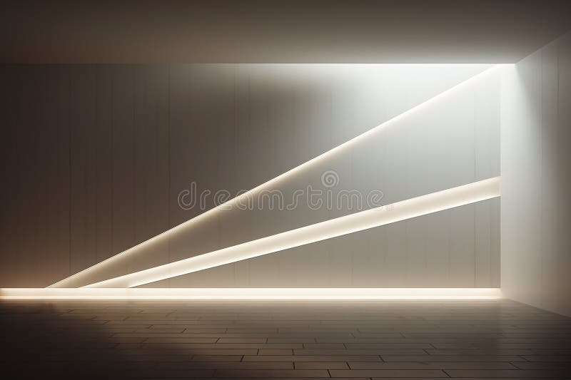 Mock Up with Minimalist White Panels, Play of Lights, Hidden Lighting ...