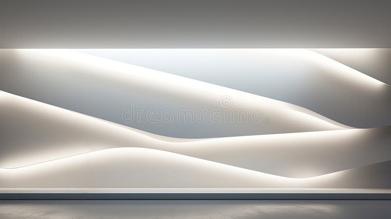 Mock Up with Minimalist White Panels, Play of Lights, Hidden Lighting ...